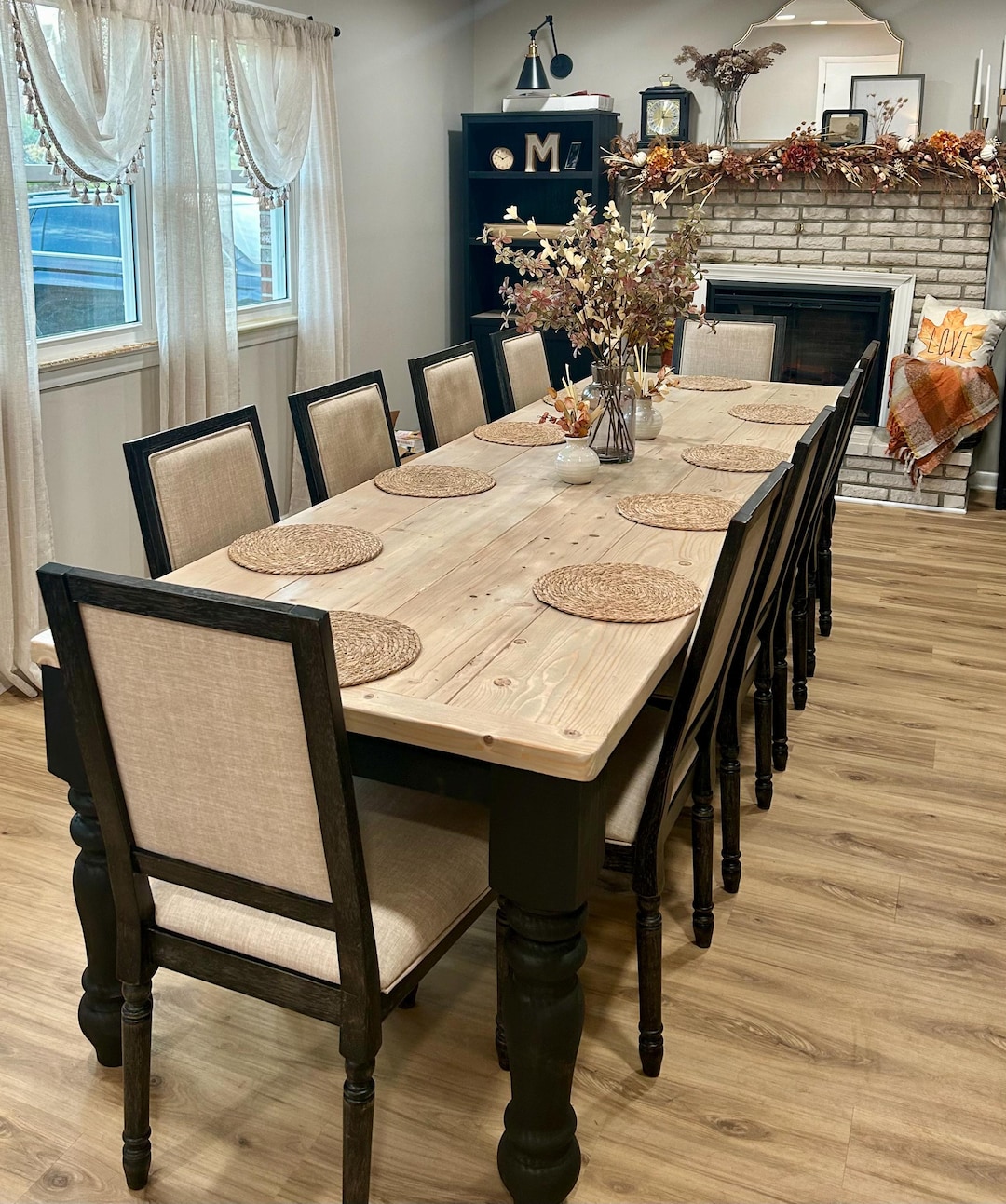 Large Farmhouse Table, Long Farmhouse Table, Big Dine Table, Kitchen ...