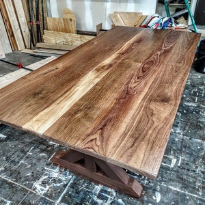 Rustic Walnut Dine Table, Custom Farmhouse Table, Dining Room Set ...