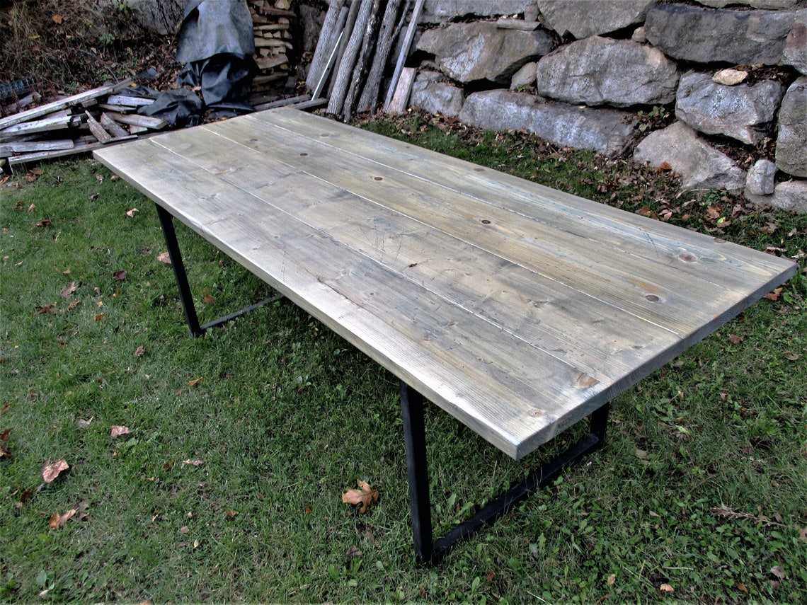 Farmhouse Dining Table Dining Room Set Industrial Metal Leg | Etsy