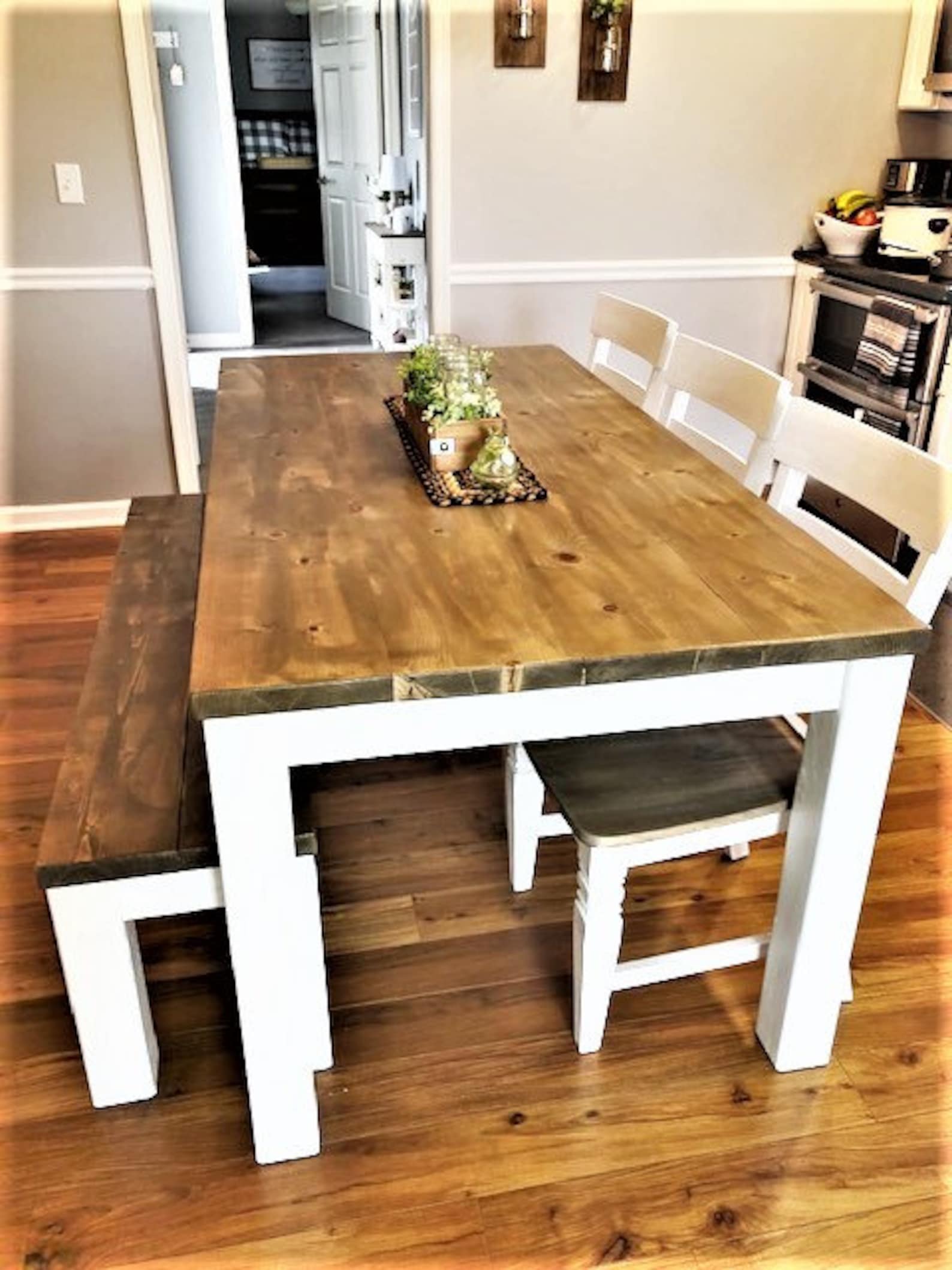 Large Rustic Farmhouse Dining Table, Dining Room Set, Dining Room Set ...