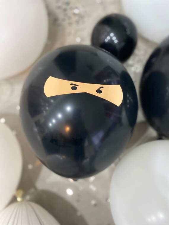NINJA PARTY DECORATION, Ninja Balloons 11" Black Latex Latex Balloon ...