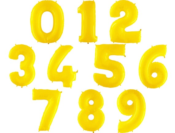 YELLOW NUMBER BALLOON, Giant Yellow Number Balloons, 40" Personalized ...