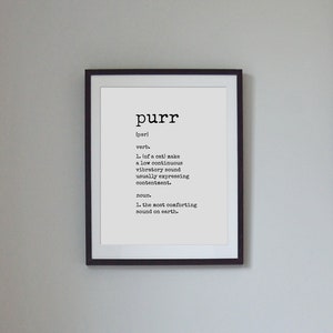 Printable Cat Art, Purr Definition, Cat Art Print, Cat Lover Gift ...
