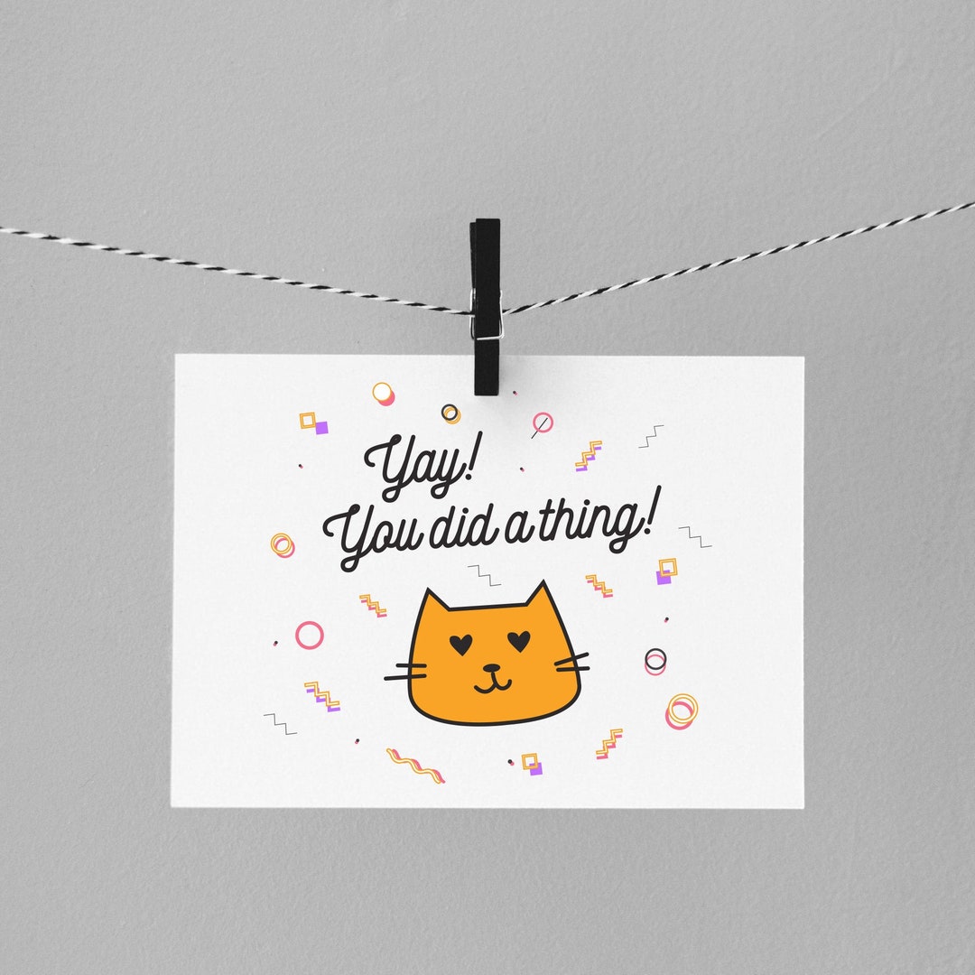 Cat Congratulations Card, Well Done Card, New Job Card, Graduation Card ...