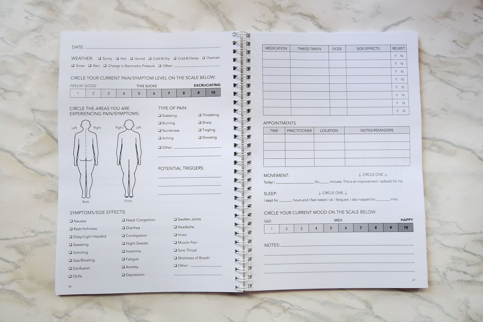 Chronic Pain Diary Chronic Illness Diary Health Journal - Etsy UK