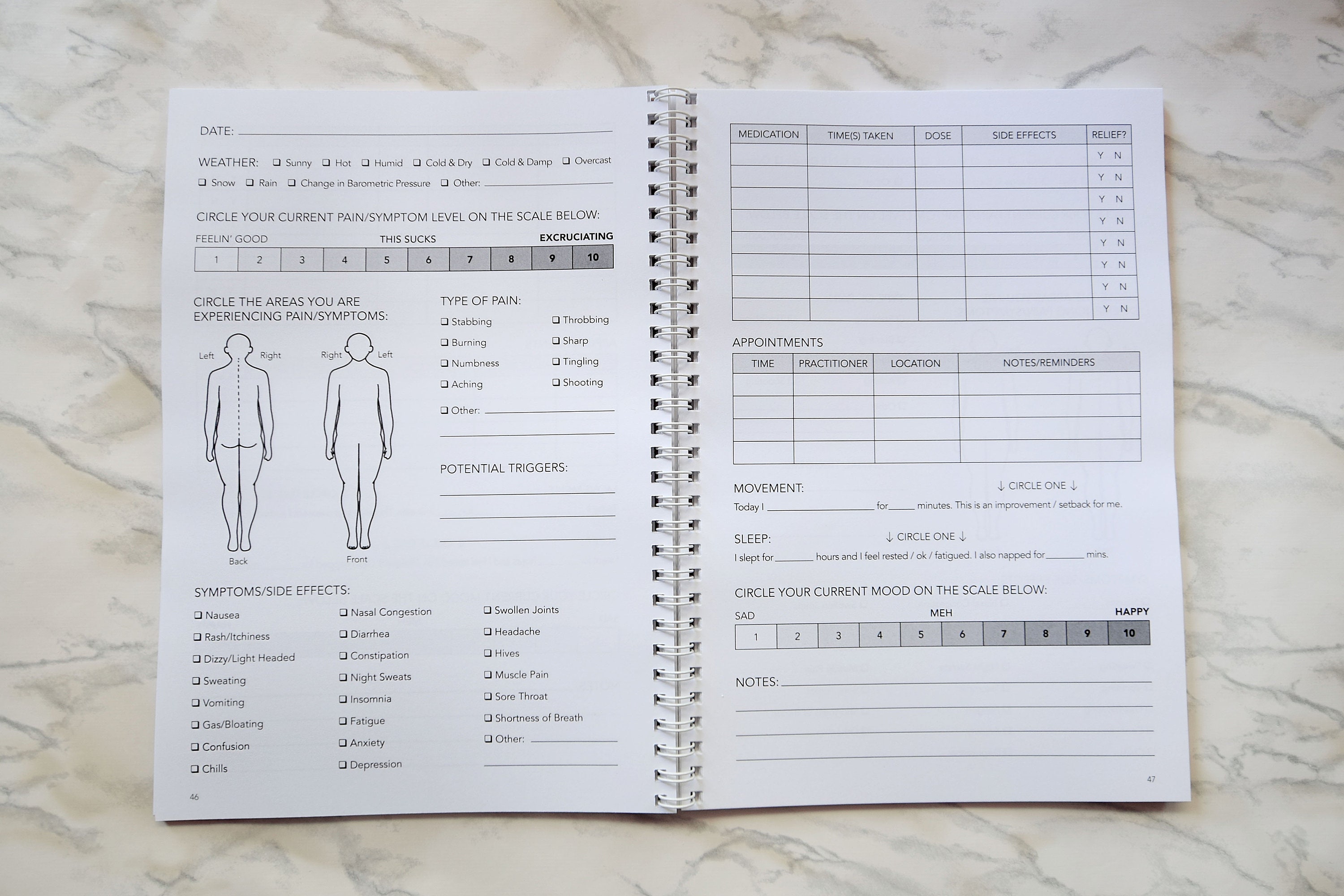 Chronic Pain Diary Chronic Illness Diary Health Journal - Etsy UK