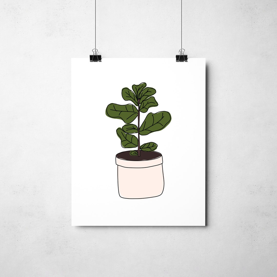Plant Wall Art, Fiddle Leaf Fig, Plant Art Print, Ficus Lyrata, Plant ...