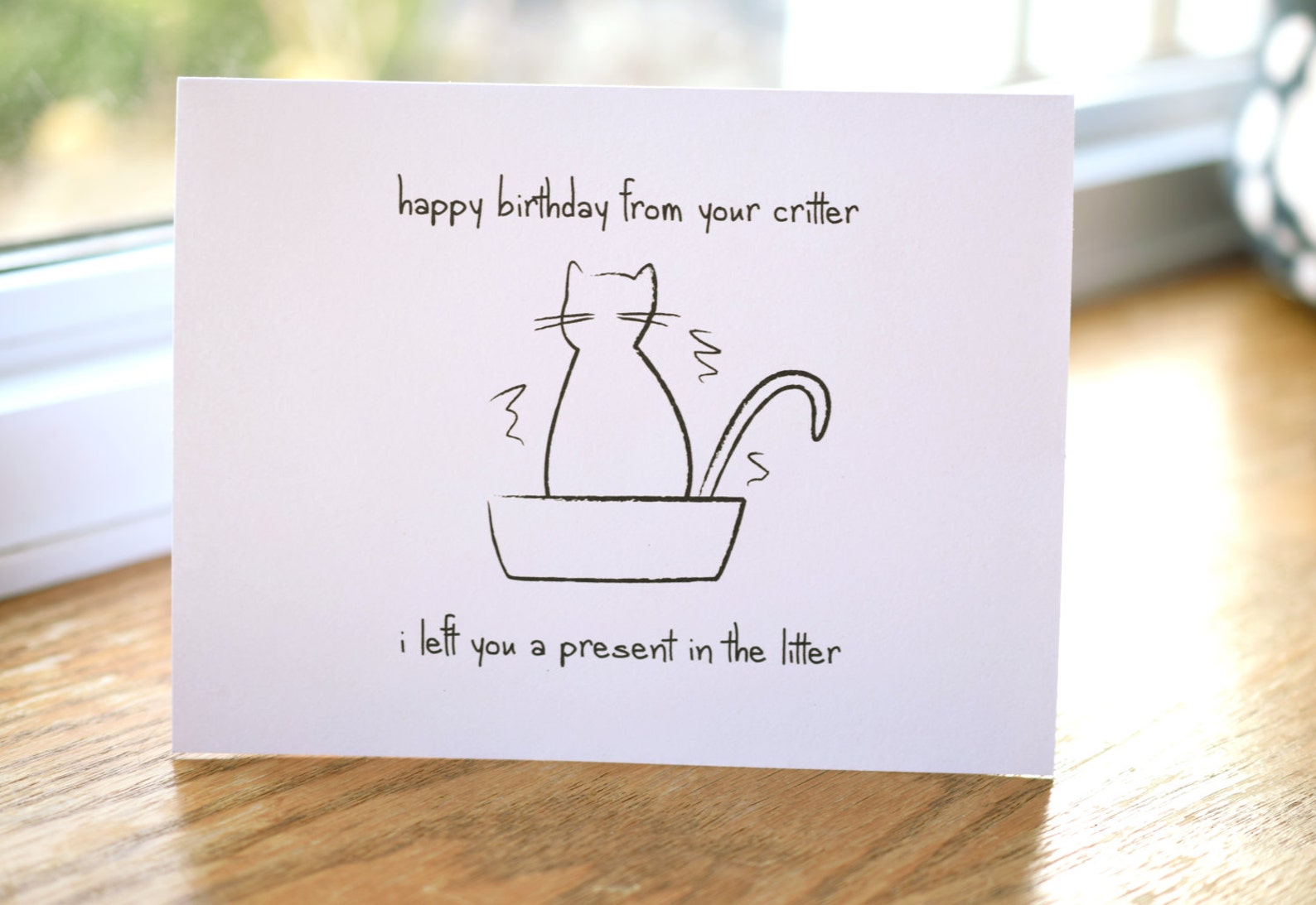 Cat Birthday Card Cute Cat Card Happy Birthday From the Cat - Etsy