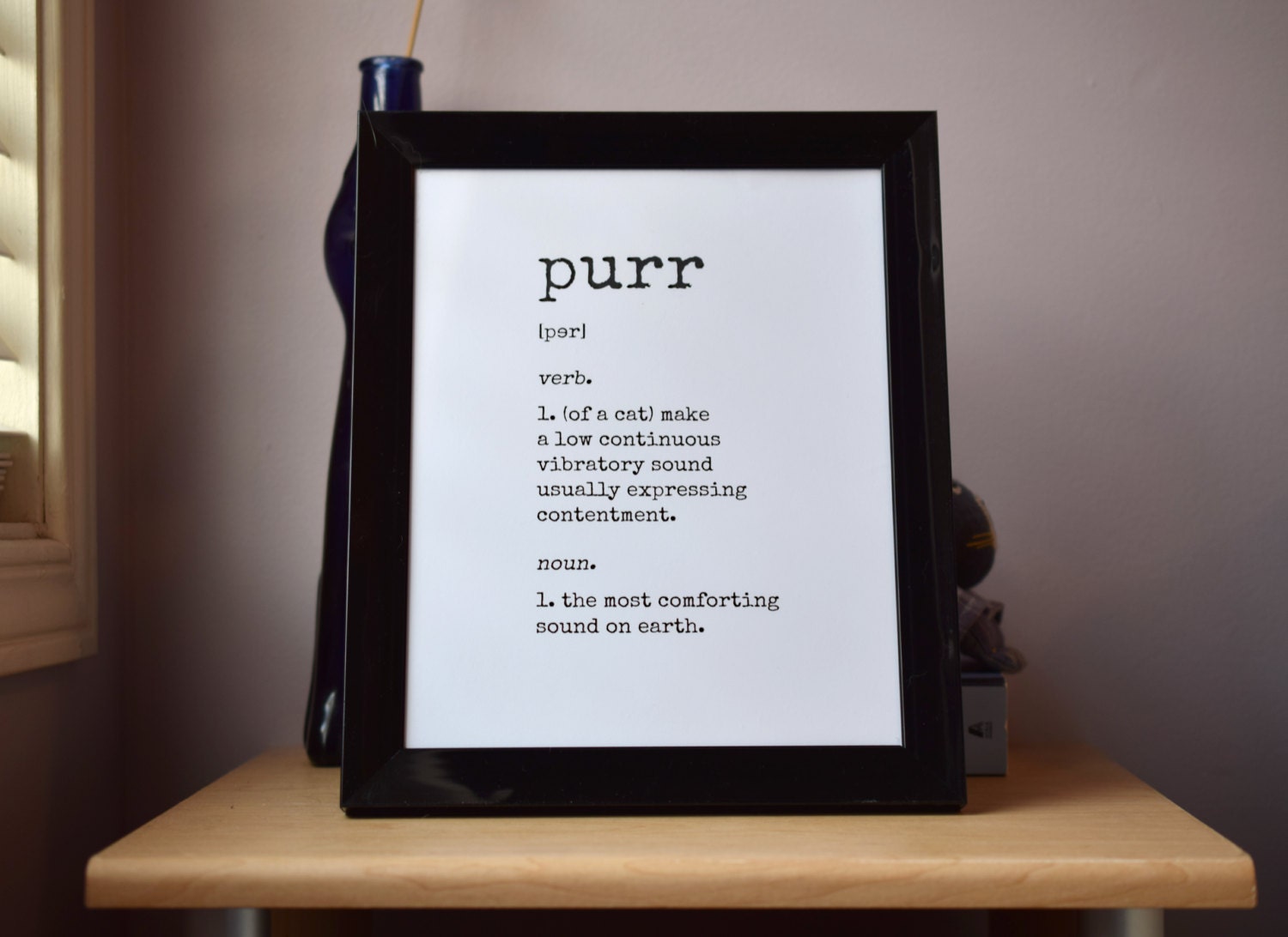 Cat Art Print Purr Definition Cat Lover Gift Wall Art Cute | Etsy