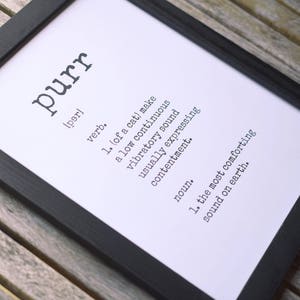 Cat Art Print, Purr Definition, Cat Lover Gift, Wall Art, Cute Cat ...