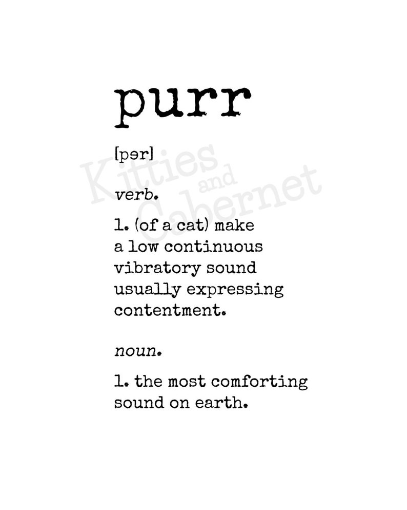 Cat Art Print, Purr Definition, Cat Lover Gift, Wall Art, Cute Cat ...
