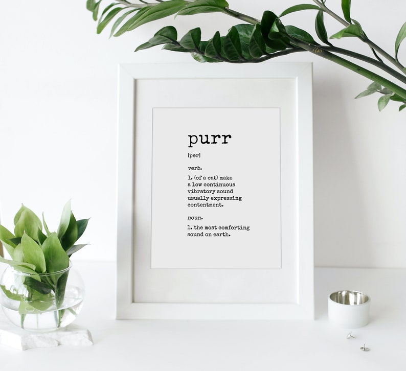 Printable Cat Art Purr Definition Cat Art Print Cat Lover - Etsy