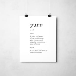 Printable Cat Art, Purr Definition, Cat Art Print, Cat Lover Gift ...
