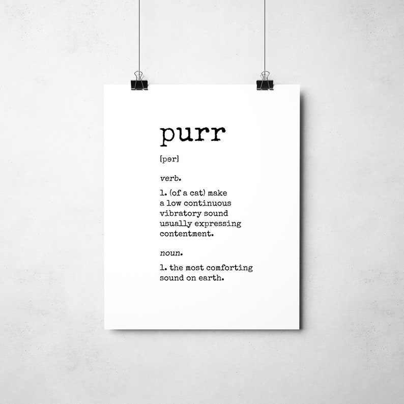 Printable Cat Art Purr Definition Cat Art Print Cat Lover - Etsy