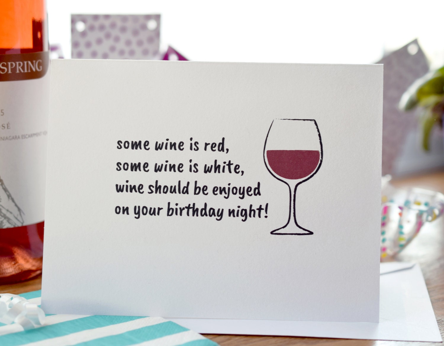 Birthday Card Wine Lover Happy Birthday Wine Card Birthday Etsy