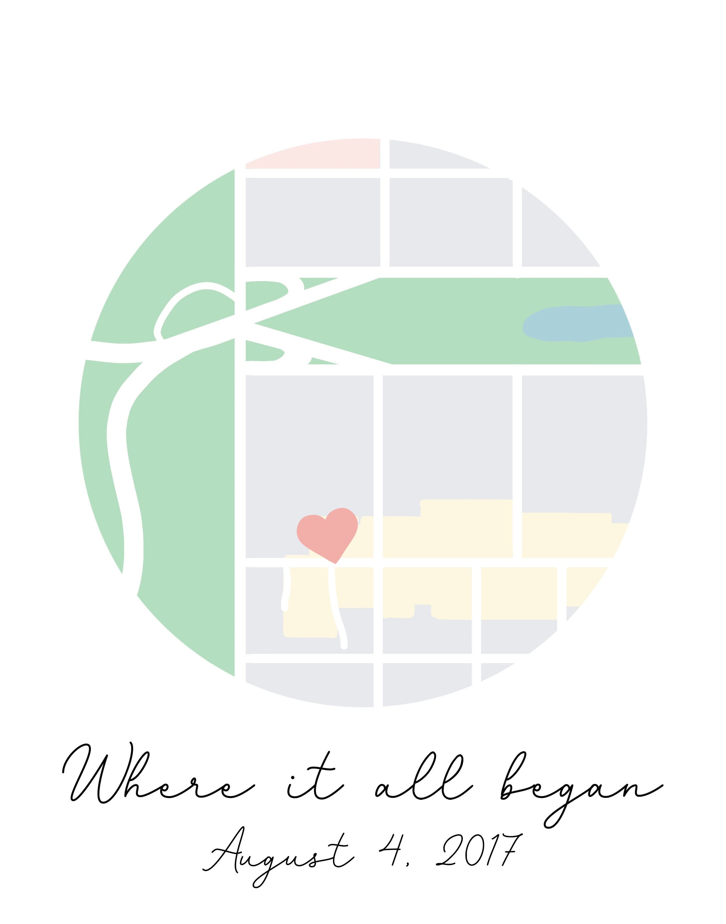 Minimalist Digital Map Custom Street Illustration | Etsy