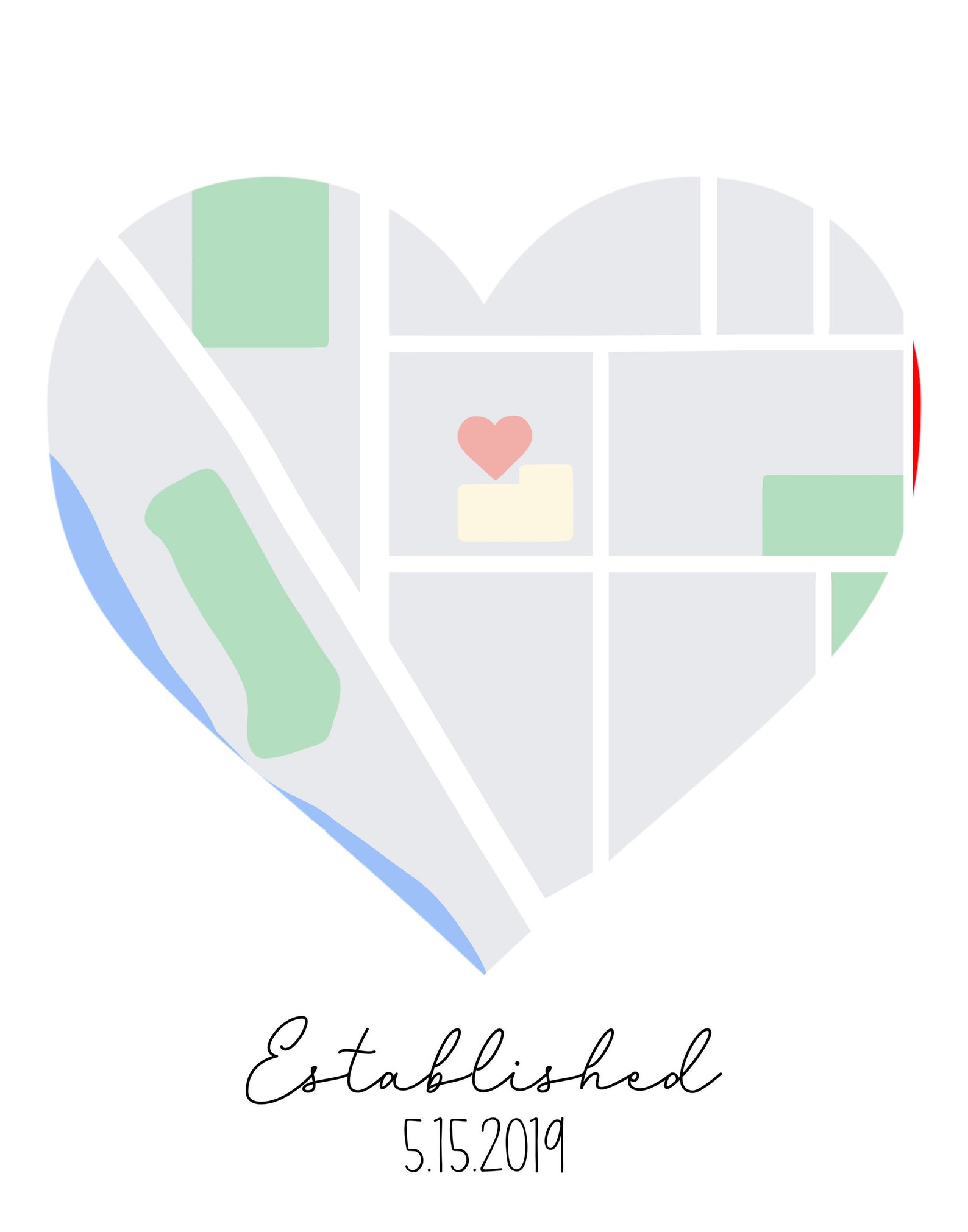 Minimalist Digital Map Custom Street Illustration | Etsy