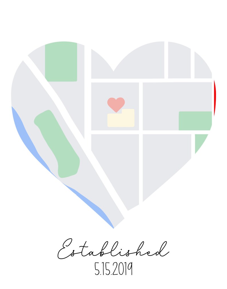 Minimalist Digital Map Custom Street Illustration | Etsy