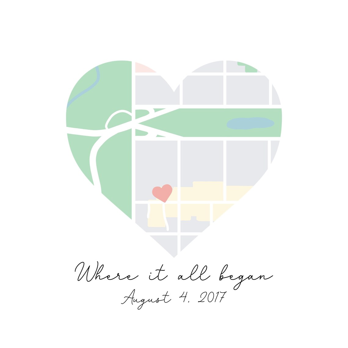 Minimalist Digital Map Custom Street Illustration | Etsy