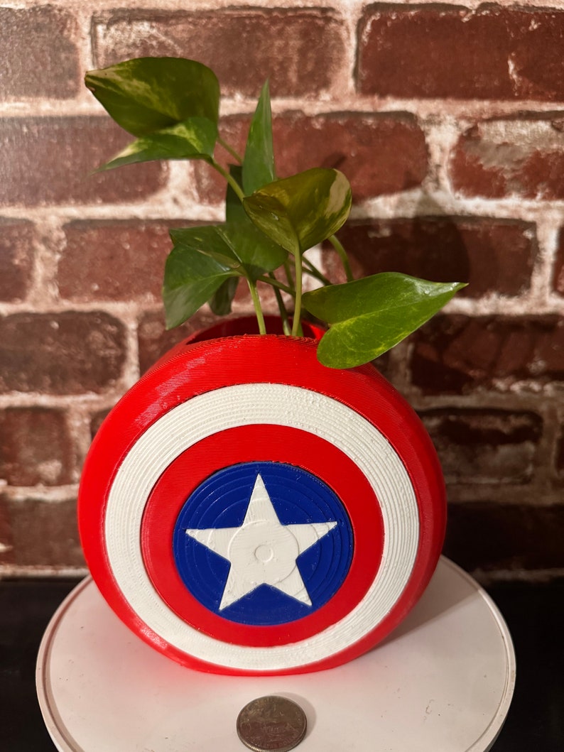Captain America Planter W Inner Pot - Etsy