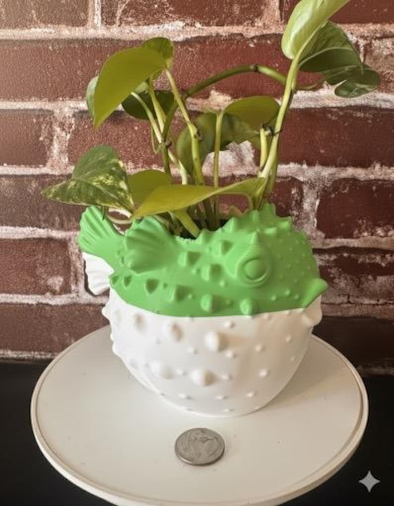 7" Puffer Fish Planter With Inner Pot - Etsy
