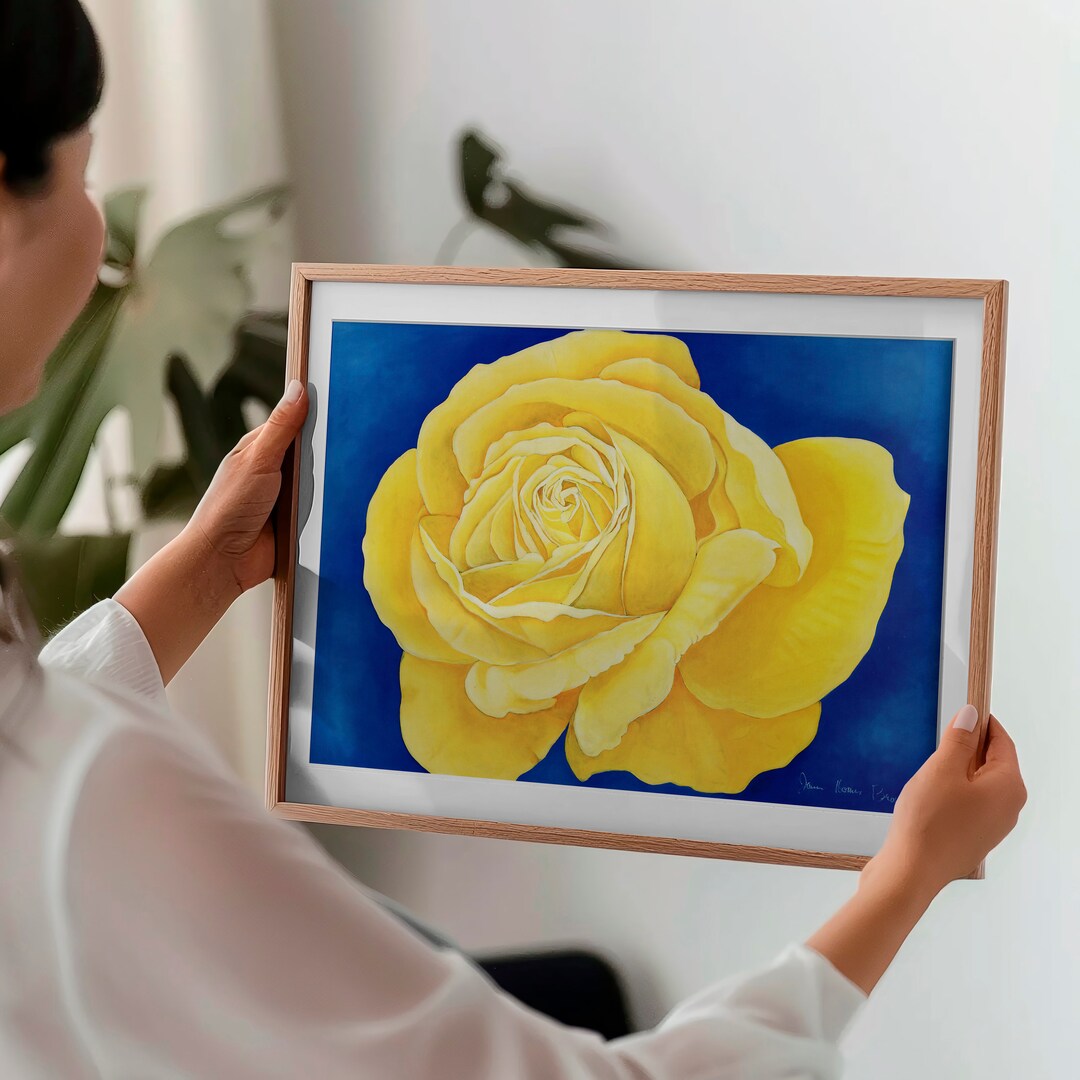 Yellow Tea Rose Painting Print "golden Masterpiece" Gold Rose Floral ...