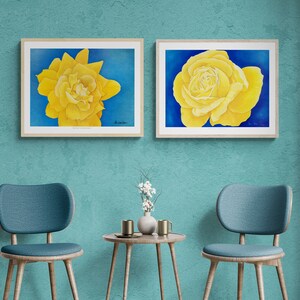 Yellow Tea Rose Painting Print "golden Masterpiece" Gold Rose Floral ...