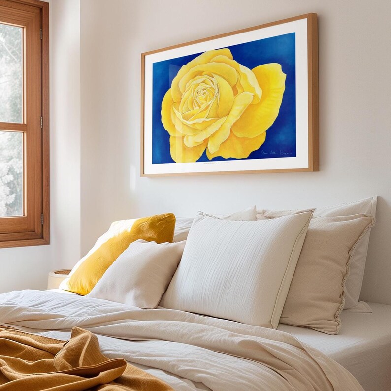 Yellow Tea Rose Painting Print "golden Masterpiece" Gold Rose Floral ...