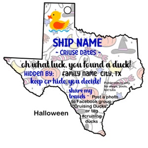 Texas Cruise Duck Tag, Printable Cruise Duck Tags, Personalized Cruise ...