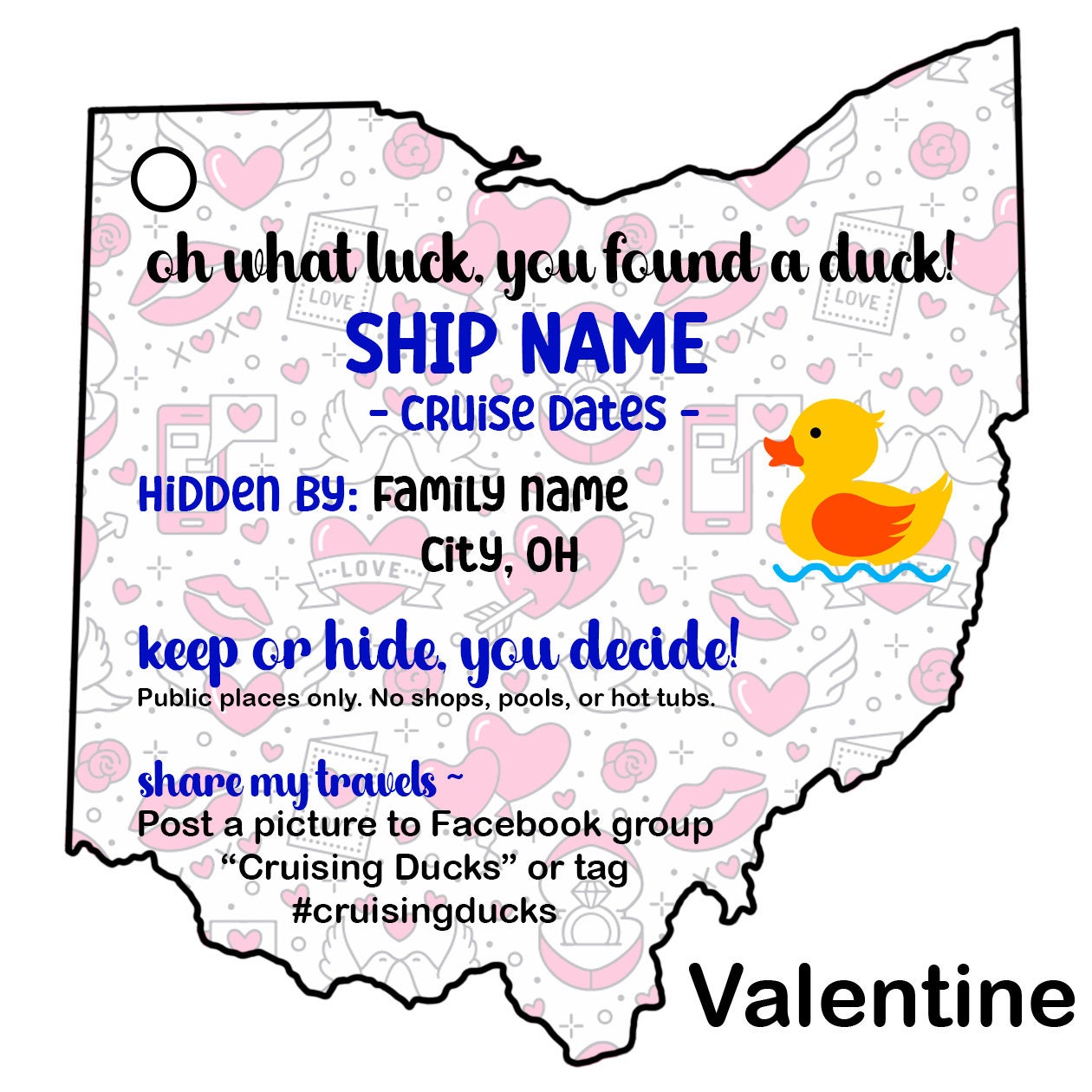 Ohio Cruise Duck Tag, Printable Cruise Duck Tags, Personalized Cruise Duck Tags, Custom Cruise ...