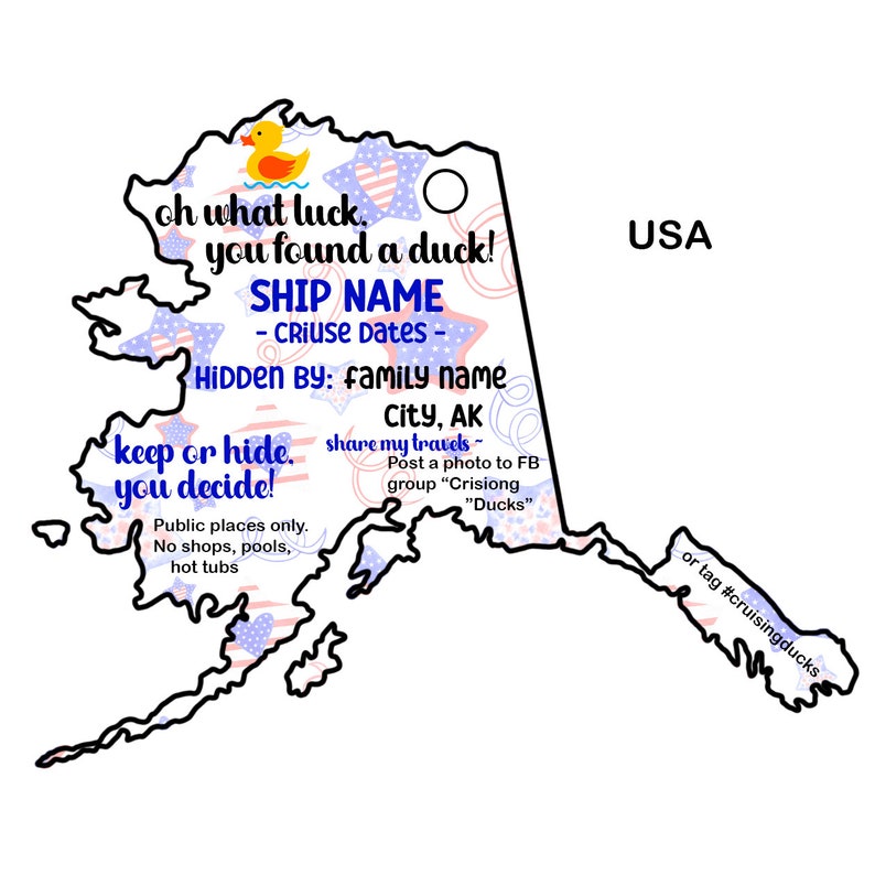Alaska Cruise Duck Tag, Printable Cruise Duck Tags, Personalized Cruise ...