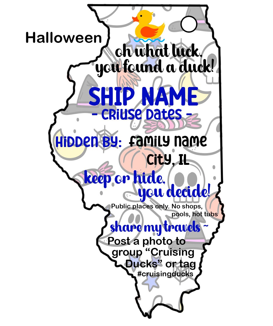 Illinois Cruise Duck Tag, Printable Cruise Duck Tags, Personalized ...