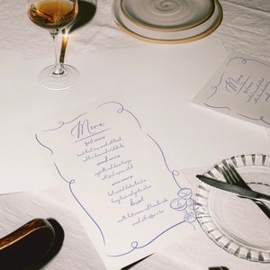 Blue and Ivory Simple and Elegant Menu Canva Template - Etsy