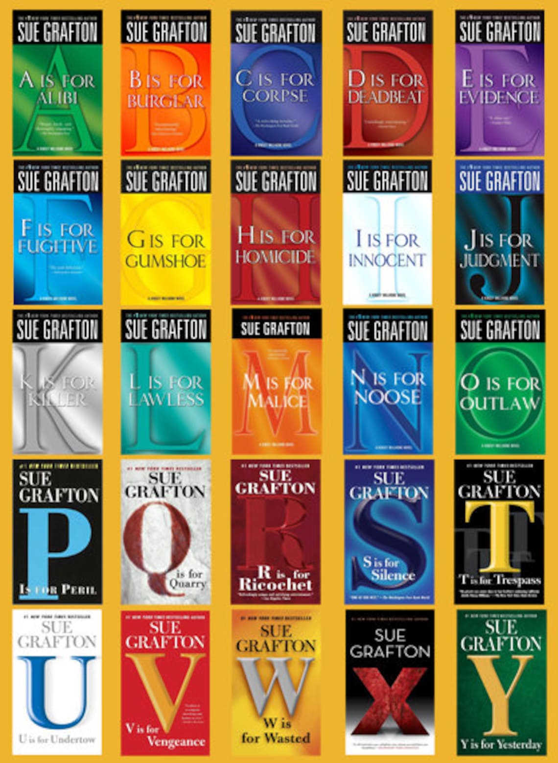 Sue Grafton Poster Alphabet Series Mystery Poster | Etsy