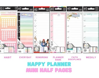 HALF SHEET Vertical Notepaper to Fit Happy Planner and Filofax Planners ...