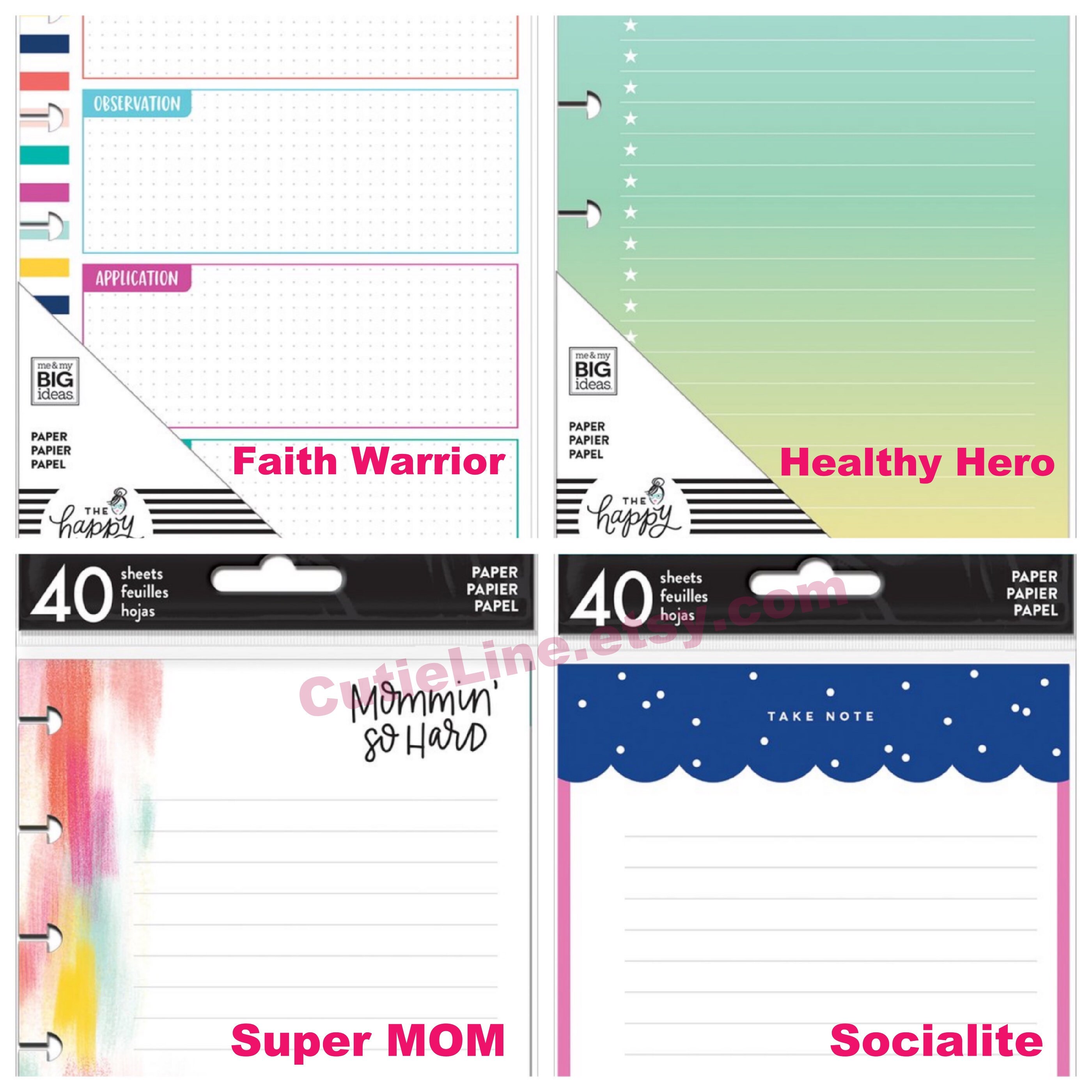 4 Options of MINI Planner Paper Pack by the Happy Planner - Etsy