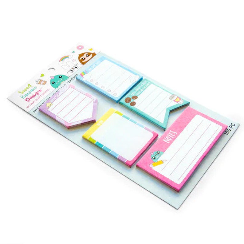 100pc Sticky Notes by Craft Smith Sweet Kawaii Design Cute | Etsy