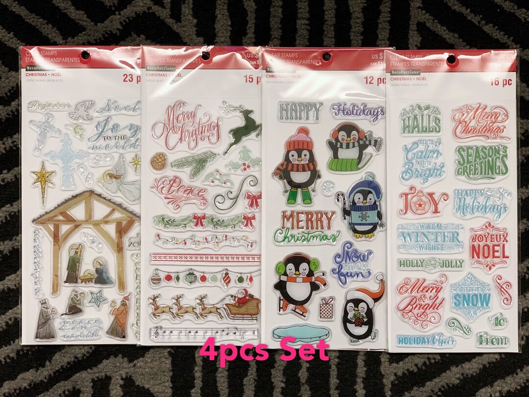 4 Packs Winter Holidays Clear Stamps Sets by Recollections - Christmas ...