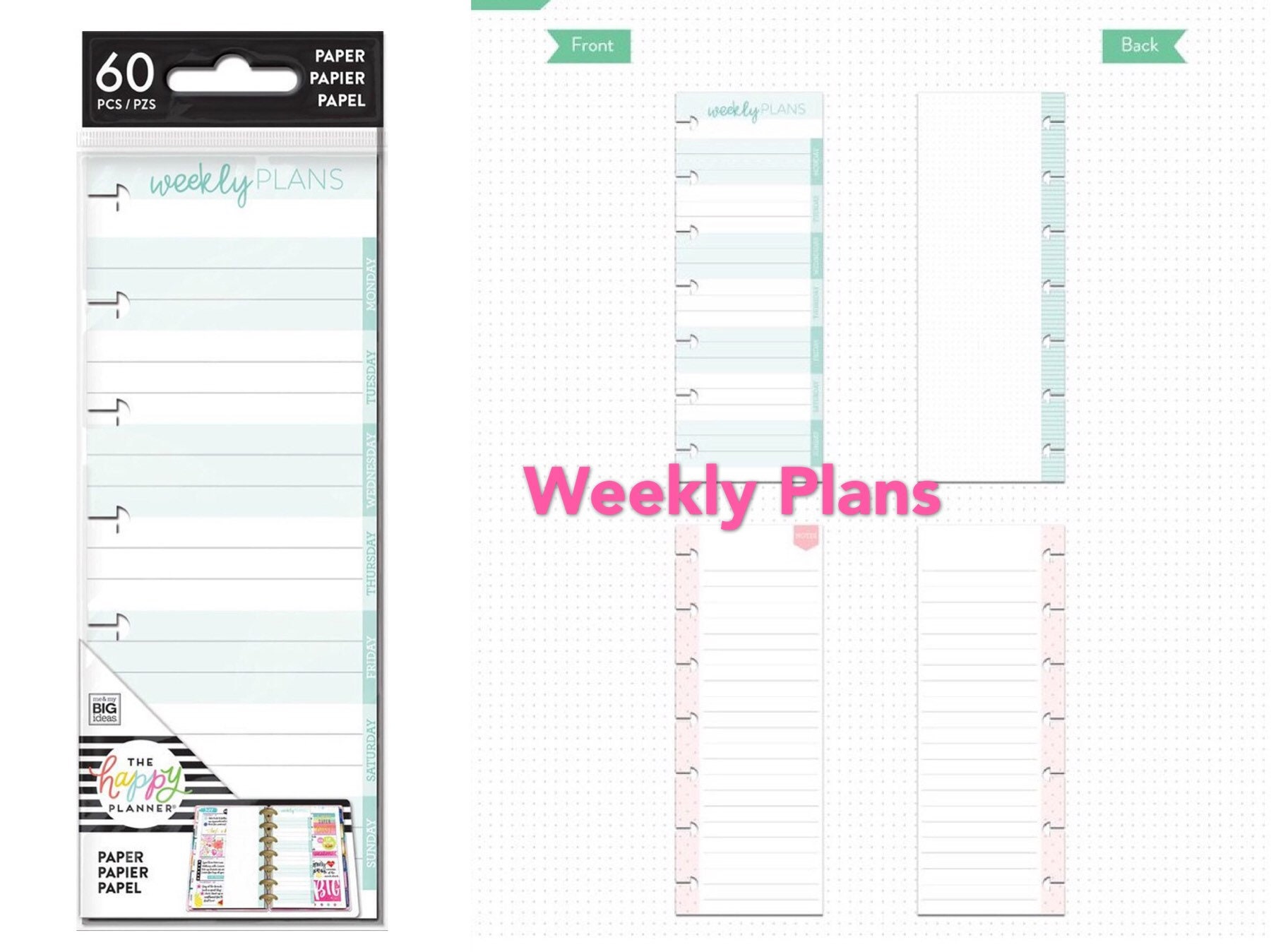 MINI Half Page Sanp-in Notepaper Pack by Happy Planner-habit - Etsy