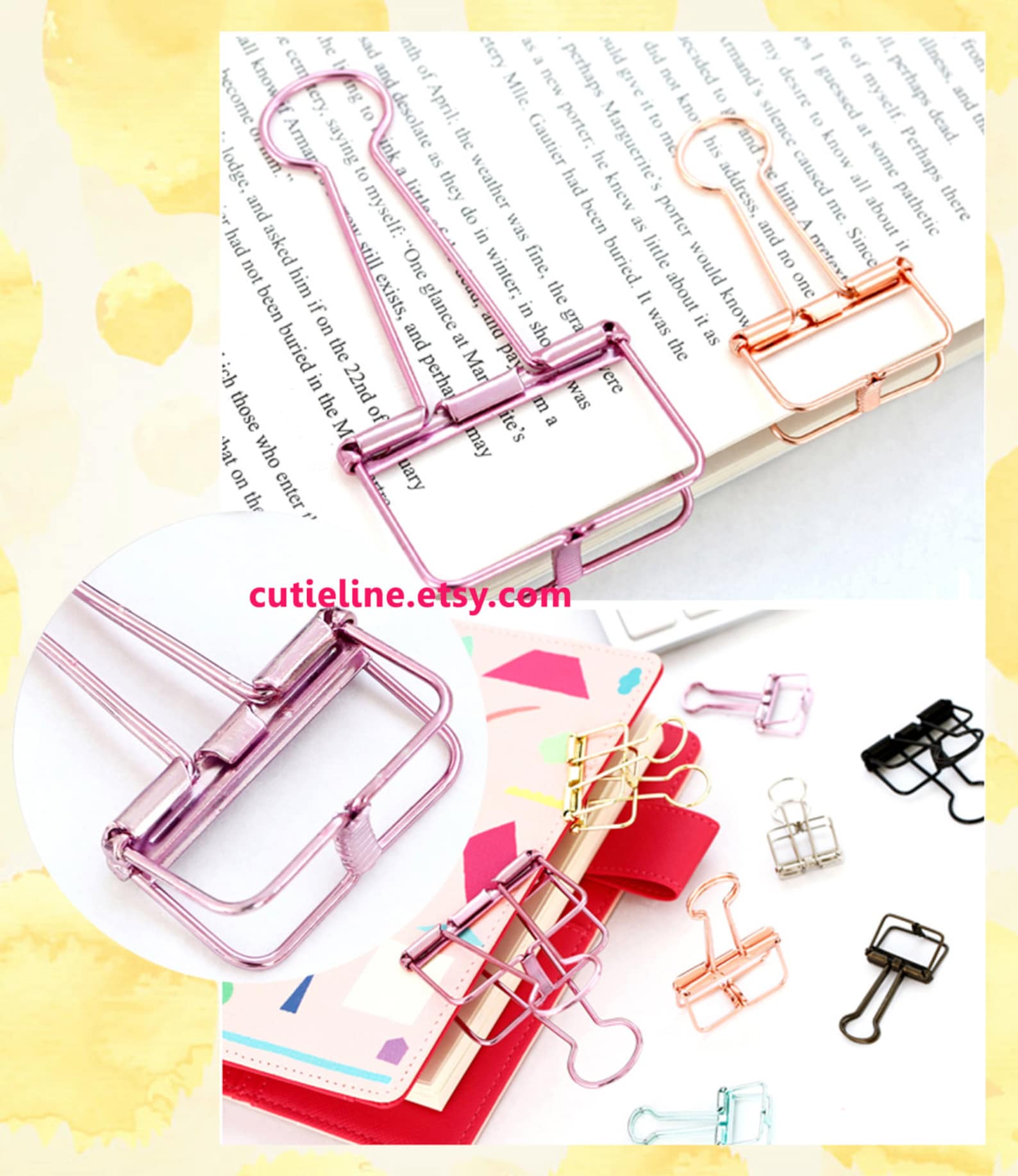 6 Colors of Planner Clips Hollow Binder Clips-office/binder/decorative ...