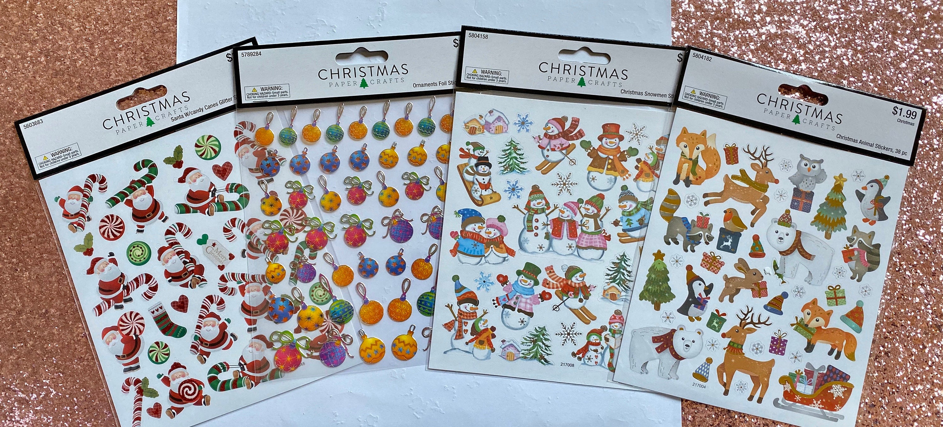 Packs of 4 Christmas Stickers Santa w/candy | Etsy