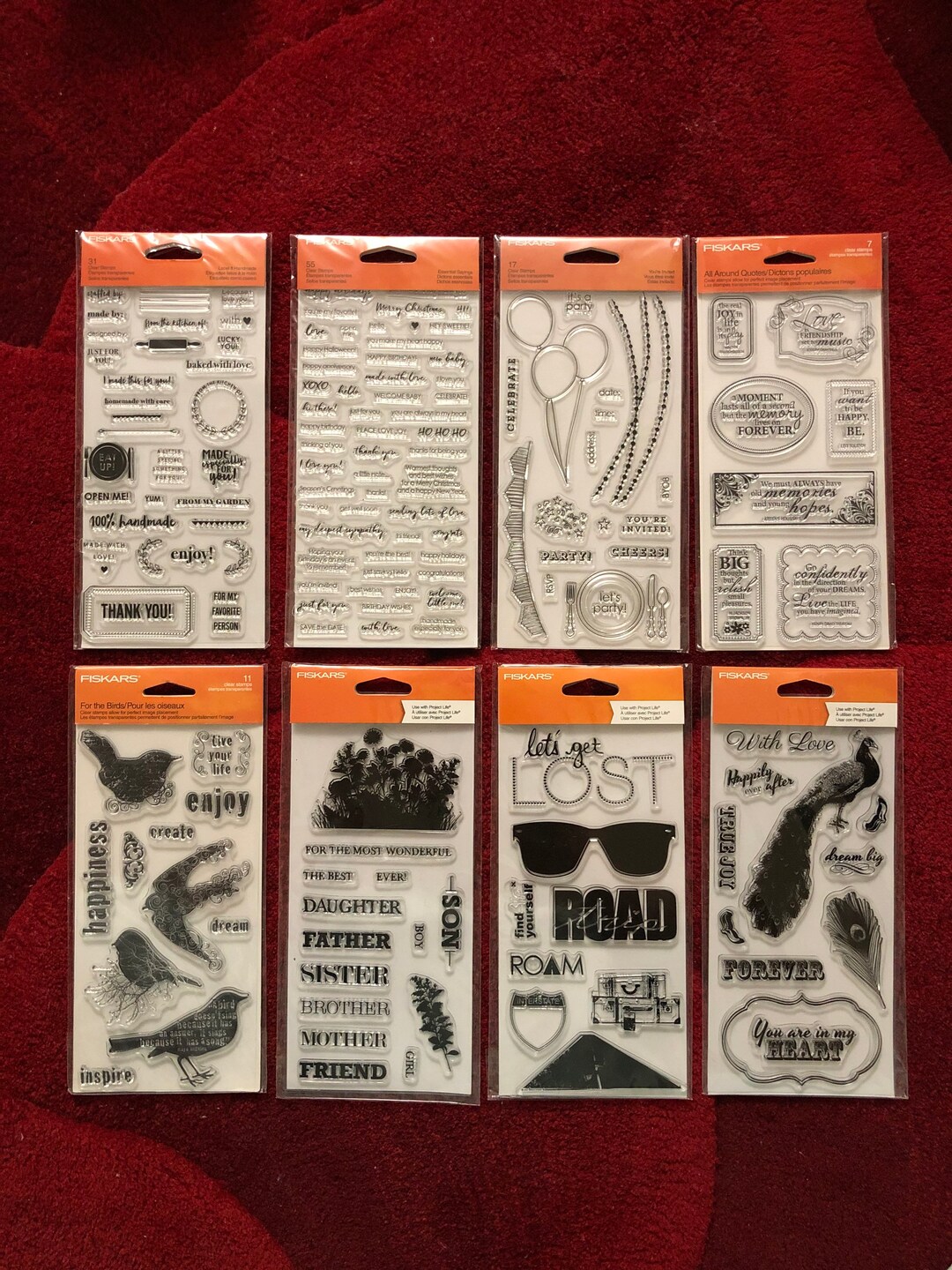 8 Options of Fiskars Clear Stamps Sets- Peacock/roam/celebrate Family ...