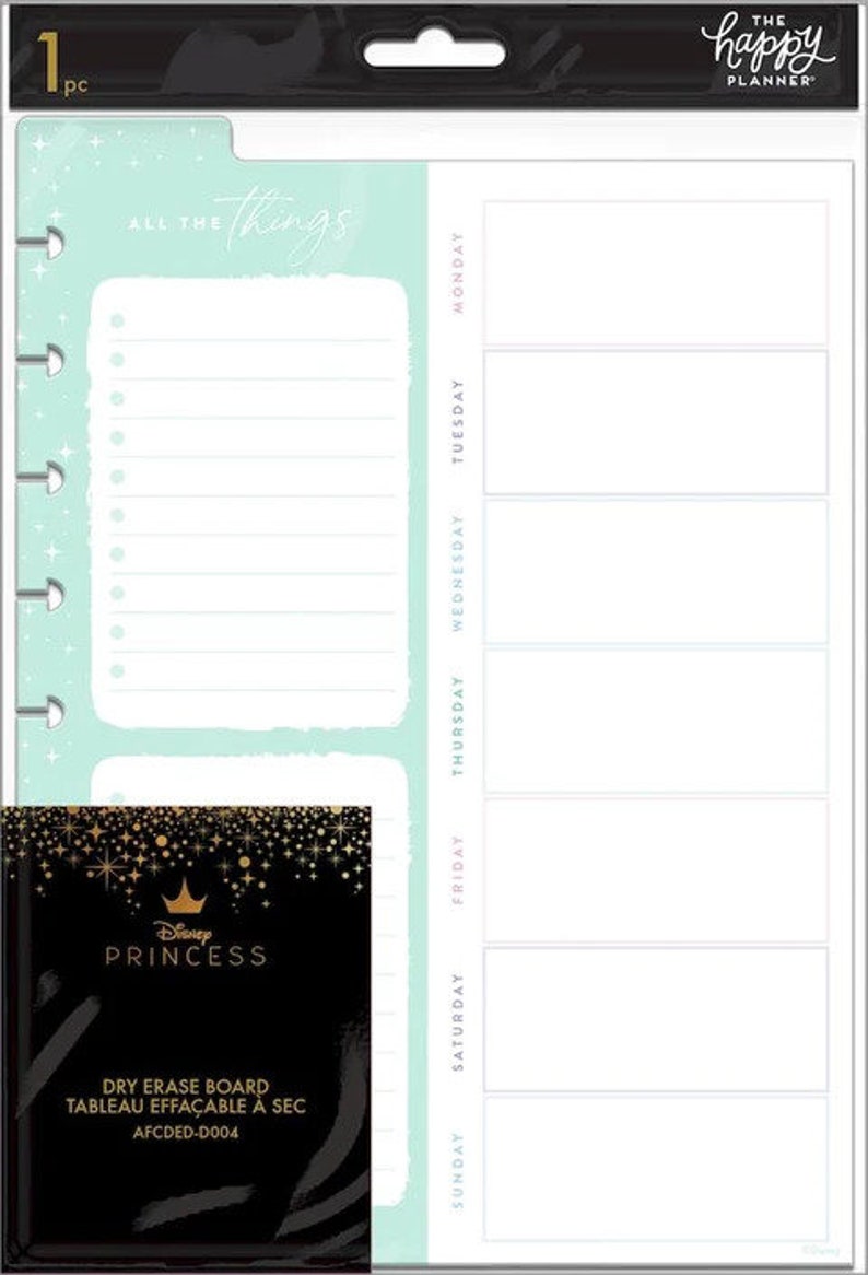 Disney Princess Weekly Schedule Classic Wet Erase Dashboard - Etsy