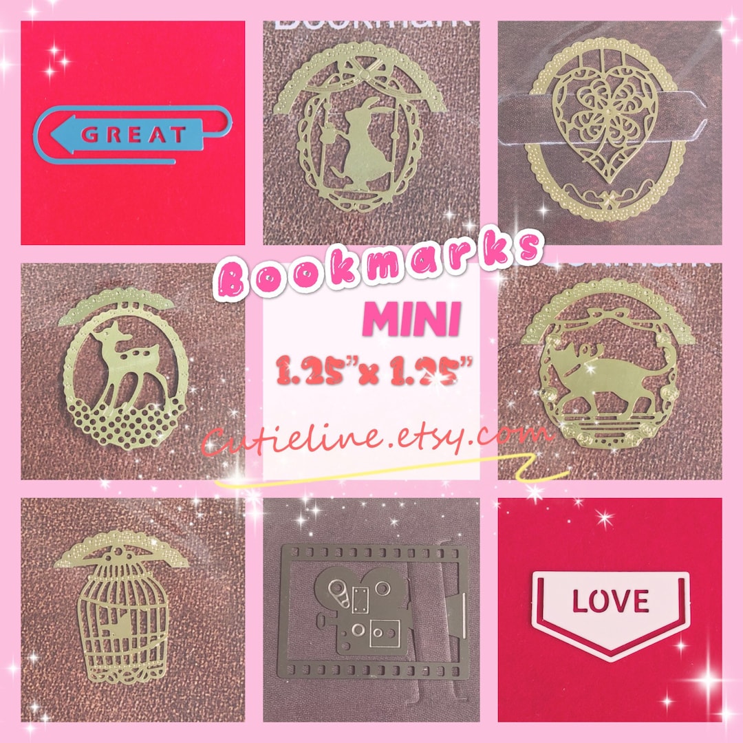 8 Options of Metal Bookmarks - Cat Pageflag/heart Pagemark/love Word ...