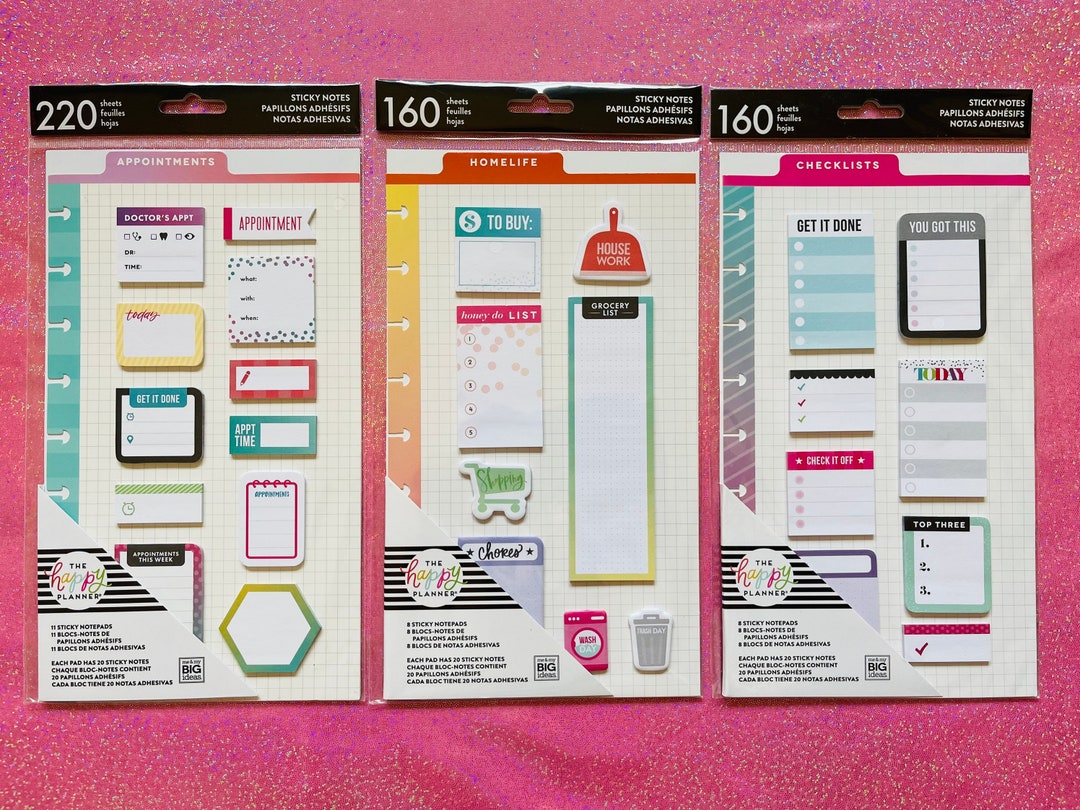 Happy Planner Sticky Notes - Appointments/homelife/checklists - Daily ...