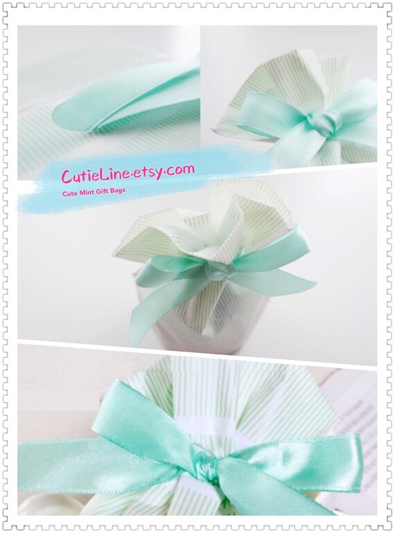 Mint Green Ribbon Bow Drawstring Gift Bags 10ct 2 Size Candy Gift Bags goodies Bags wedding Party Favor Bags Etsy UK