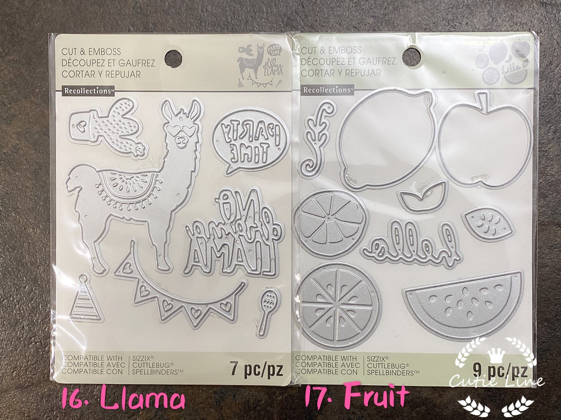 Cutting Dies by Recollections - Flamingo/llama/fruit/lace/icons/dogs ...