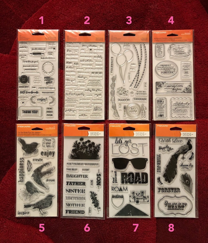 8 Options of Fiskars Clear Stamps Sets Peacock/roam/celebrate - Etsy