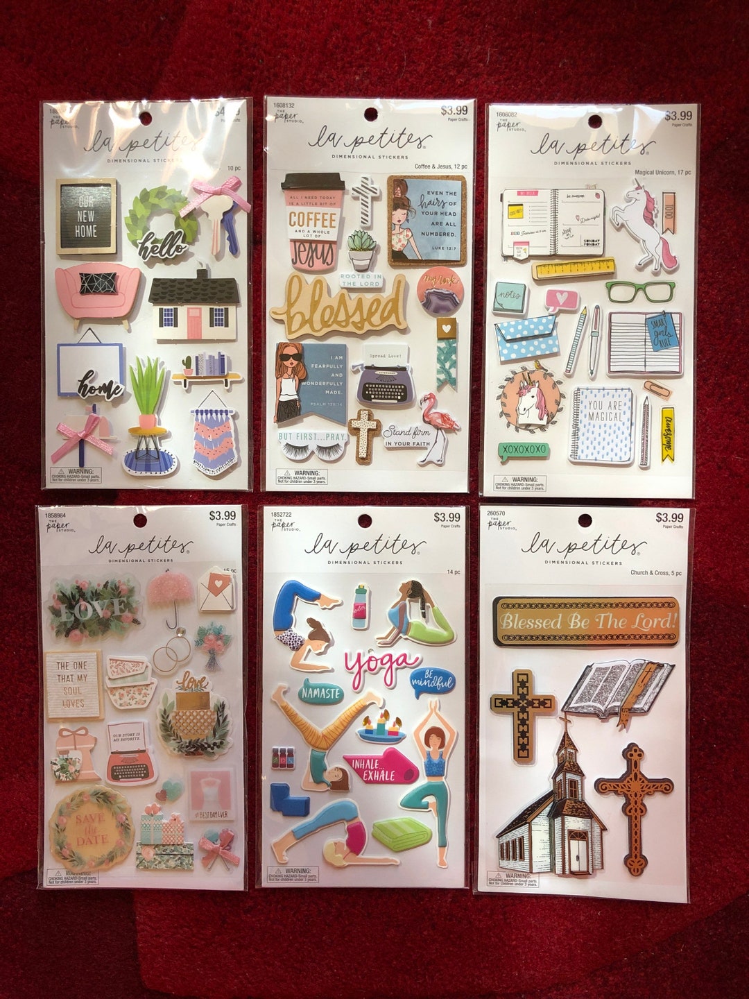 Bundle of 6 3d-dimensional Stickers by the Paper Studio - 4”x6 ...