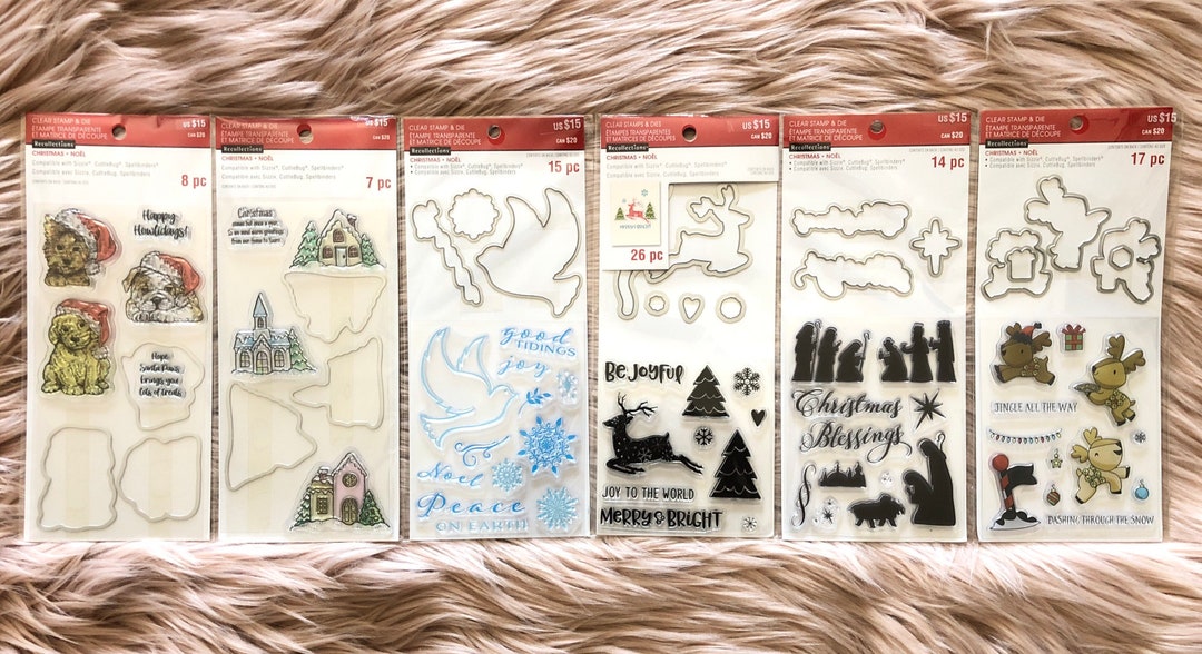 Recollections Christmas Stamp & Die Sets-merry Dogs/snow Houses/noel ...